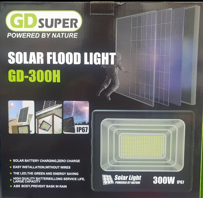 GD SUPER 300H 300w Solar Flood Light (Delivery Included) – Car Rack